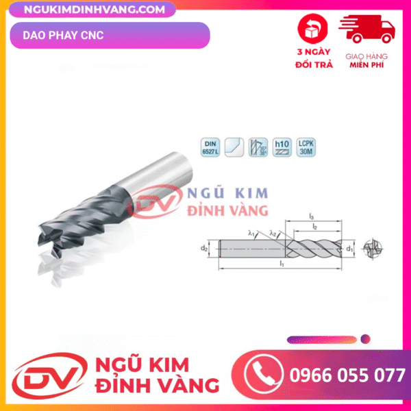 Mũi Dao Phay CNC - Dao Phay Hợp Kim - Ngũ Kim Đỉnh Vàng